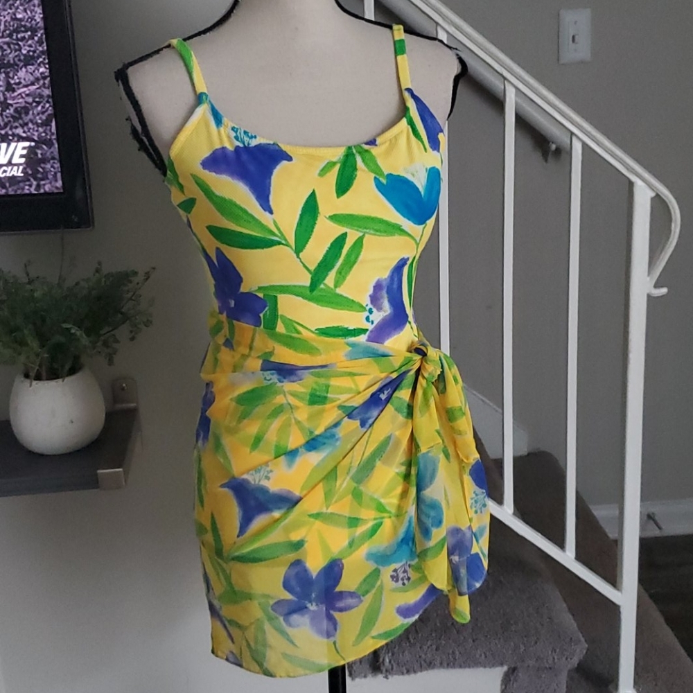 Vintage Beach Native High Leg Floral Swimsuit - Gem